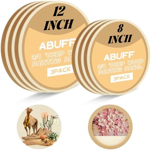 Amazon.com: 6 Pack 14 Inch Round Wood Canvas Panels Unfinished Wooden ...