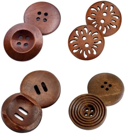 Brown Wooden Buttons, 25mm (1 inch) Carved Circles Design Sewing ...