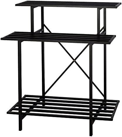 Amazon.com: Zhongma 2 Tier Sturdy Metal Plant Stand with Wheels, L35.43 ...