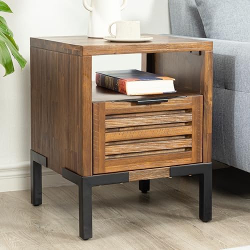Amazon.com: Bme Millie Solid Acacia Wood Rustic Nightstand with Drawers ...
