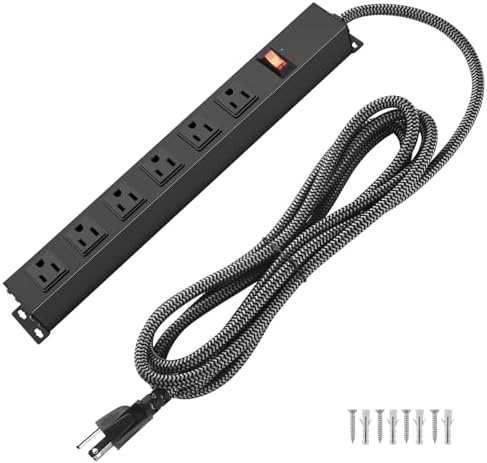 Amazon.com: 6 Outlet Metal Power Strip with Switch,Heavy Duty Wall ...
