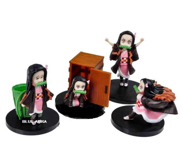 Blue Aura Anime Action Figure Set of 4 Height 4.5CM to 7CM Multi Color ...