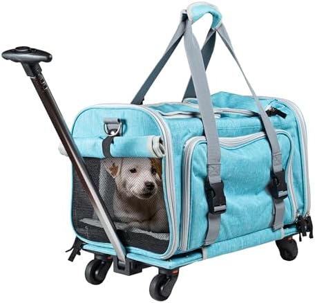 Amazon.com : Airline Approved Expandable Premium Pet Carrier on Wheels- Two Sided Expandable ...