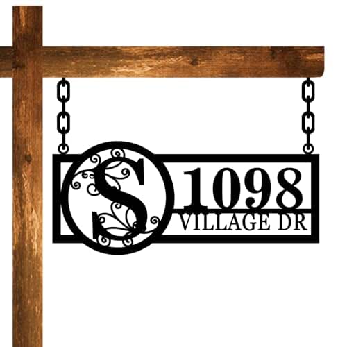 Amazon.com: Custom Hanging Metal Address Sign, Hanging Mailbox House ...