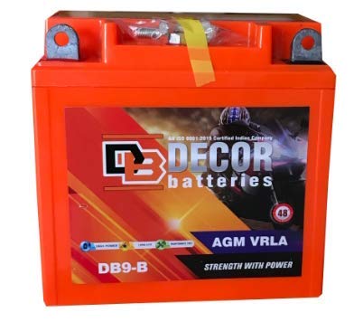 DECOR DB9-B Sealed Battery Zero Maintenance 12v 9aH Bike Battery ...