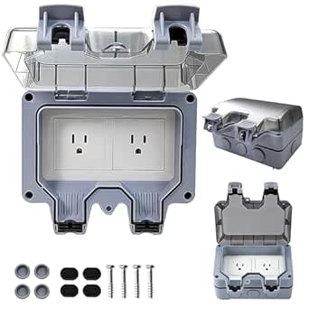 ZPSNDP 2-Gang Outdoor Electrical Outlet, 15A 110-250V Weatherproof ...