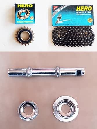 Hero Bicycle Chain and Hi-Tech Freewheel Set with BB fitting : Amazon ...