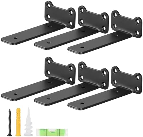 6 Pack Heavy Duty Black Shelf Brackets – 6 Inch, 5mm Thick Metal ...