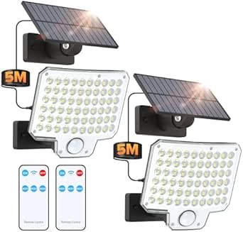 LUTEC Outdoor Lights, 240 LED 3000LM Solar Powered Motion Sensor Flood Lights with Remote, Solar ...