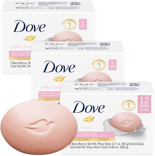 Dove Soap, Pink Beauty Bar 3-Pack (12 Soap Bars) – 3-in-1 Moisturizing ...