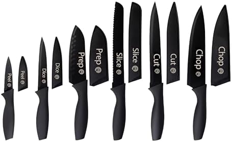 Amazon.com: MasterChef Kitchen Knife Set with Block and Sharpener Plus ...