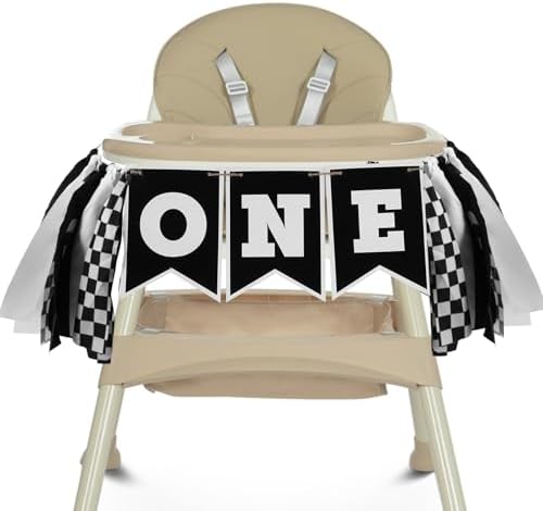Amazon.com: Race Car One High Chair Banner, Checkered Racing 1st ...