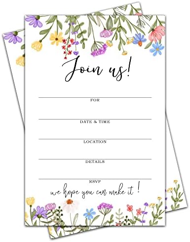 Amazon.com : Set of 25 All Occasion Floral Invitations with Envelopes ...