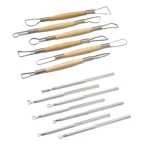 Levin 13pcs Ceramic Pottery Clay Ribbon Sculpting Tool Kit with Feather ...