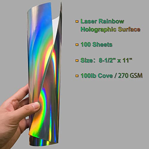 Snapklik.com : Silver Laser Plain Rainbow Holographic Cardstock Paper ...