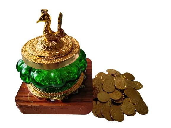 Buy Sidkudil Lakshmi Kubera Pot with 108 Brass Coins & Wooden Stand ...