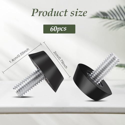 WEBEEDY 60pcs Thread Adjustable Furniture Chair Levelers Feet Screw on ...