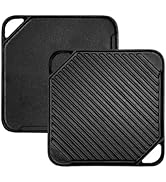 Amazon.com: Reversible 12-Inch Double Handled Cast Iron Stovetop Grill ...
