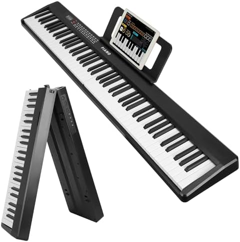 Amazon.com: FingerBallet Portable Piano Keyboard, Semi-Weighted Folding ...