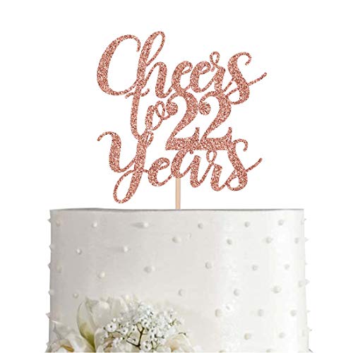 22 Rose Gold Glitter Cheers to 22 Years Cake Topper, Happy - Want It All