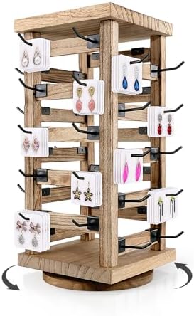 Amazon.com: Fumingpal Wood Rotating Jewelry Display Stand, Wooden ...