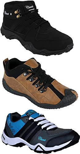 Buy Chevit Men Synthetic Leather Running Shoes Black at Amazon.in