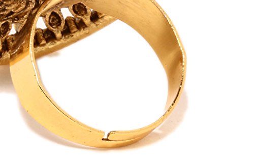 Bindhani® Traditional & Ethnic Gold Plated Finger Ring for Women (Adjustable, Golden Stone ...