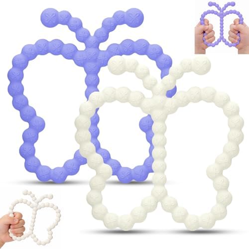 Amazon.com: 2 Pcs Baby Teething Toys Silicone Butterfly Teething Rings ...