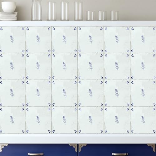 Amazon.com: Faccito 24 Pcs Delft Classic Blue White Flower Tile ...