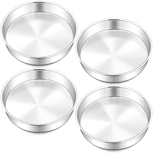 Homikit 8 Inch Round Cake Tin Set of 3, Stainless Steel Cake Mold Layer ...
