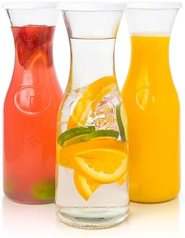 Amazon.com: wookgreat Glass Carafe Pitchers with Lids, Set of 6 1 Liter ...