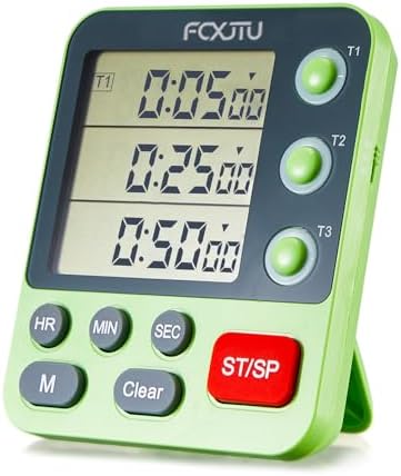 FCXJTU Digital Dual Triple Kitchen Timer, 3 Channels Countdown Large ...