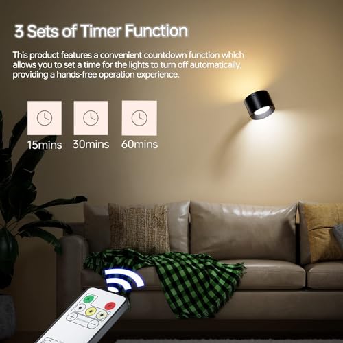 Wall Lights with Remote Control Wall Lamp Dimmable Rechargeable Wall ...