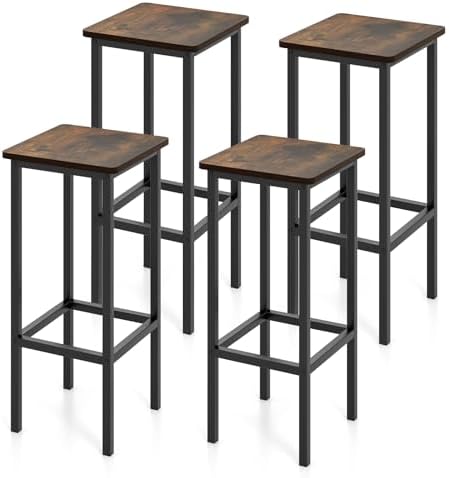 COSTWAY Bar Stools Set of 2, Tall Industrial Bar Chairs with Footrest ...