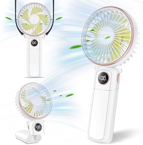 Amazon.com: Portable Handheld Fan,5200mAh Personal Fan with LED Display ...