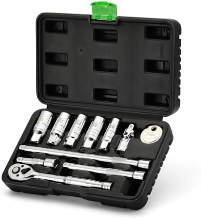 TecoTek 11-Piece Spark Plug Socket Set with 3/8" Drive Ratchet Handle ...