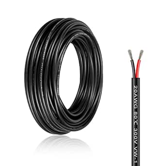 20 Gauge 2 Conductor Electrical Wire, 20 AWG Red & Black Tinned Copper ...