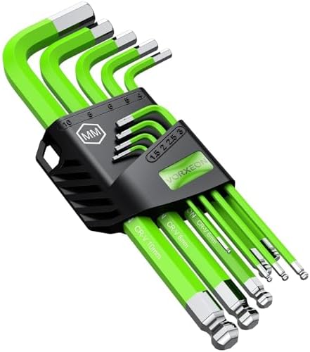 VORXEON Hex Wrench Metric 1.5mm-10mm, 9PCS Allen Key Ball-hex L-Key ...