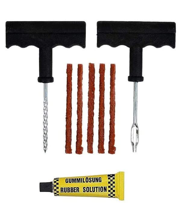 Red Champion 4 in 1 Universal Tubeless Tyre Puncture Repair Kit Puncher ...