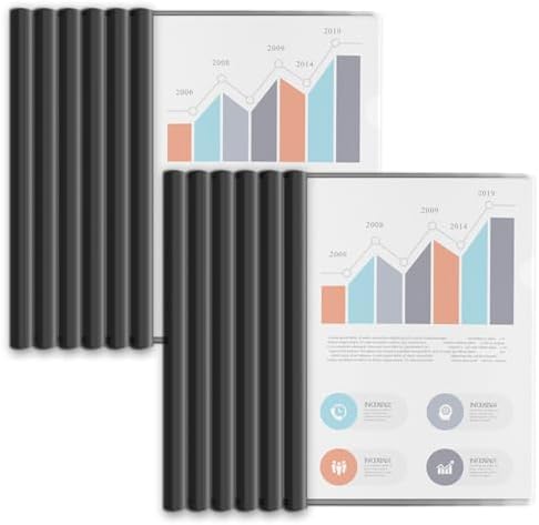 Binditek 12 Pack A4 Clear Report Covers with Sliding Bar, Black, 70 ...