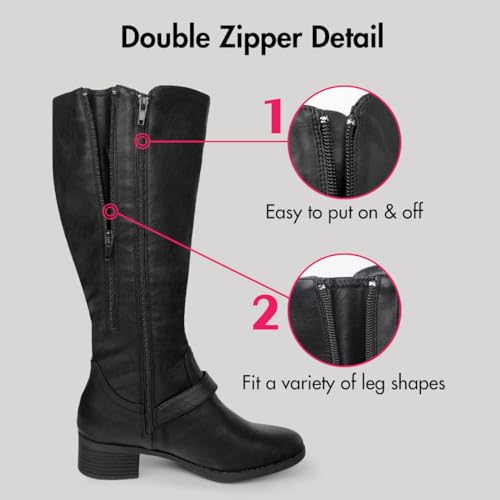Snapklik.com : Hawkwell Womens Wide Calf Double Zipper Knee High Riding ...
