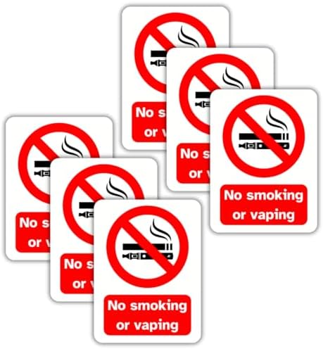 No Smoking or Vaping Vinyl Signs, 75mm x 100mm, Self-Adhesive Stickers ...