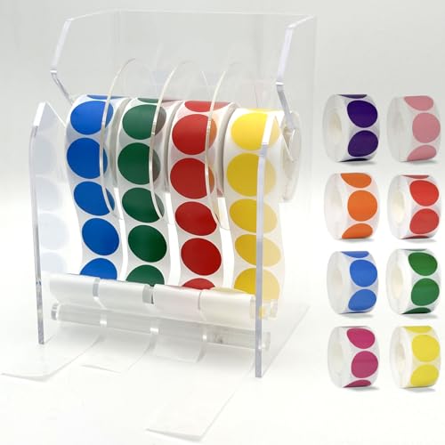 Acrylic Adjustable Label Dispenser with 8 Rolls 1 Inches - Want It All