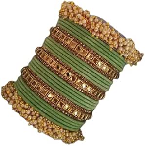 Amazon.com: Indian Traditional Bollywood Velvet Churi Bangle Bracelet ...