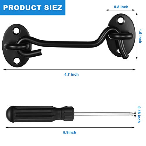 Buy 4 Pieces Barn Door Lock Black 4 Inch Lock Hook Eye Latch Solid Gate ...