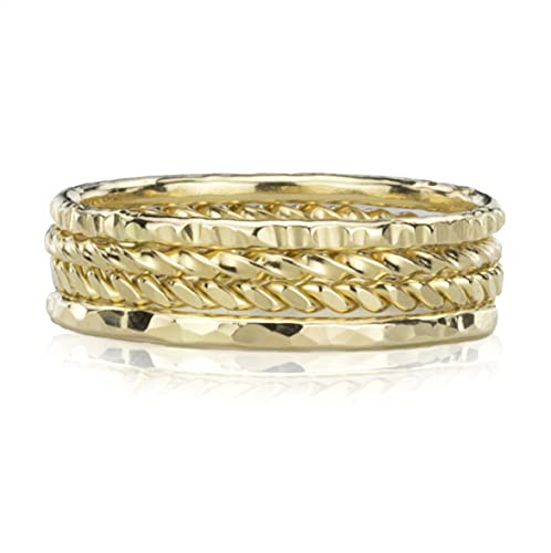Amazon.com: Artisan Stacking Rings, Hammered 14K Gold Filled Set of 4 ...