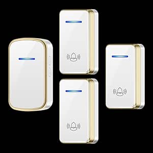 Wireless doorbells 1 Receiver + 3 Transmitter IP68 watertight Battery ...