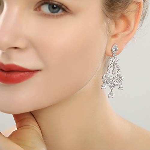 Amazon.com: Cubic Zirconia Wedding Earrings For Women Crystal Drop ...
