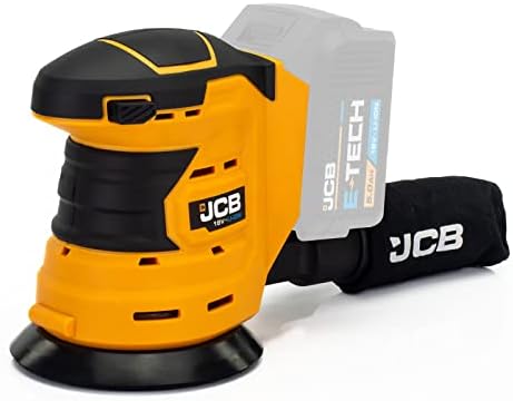 JCB 18V Cordless Orbital Sander, Bare Unit, 125mm Diameter Sanding Pad ...