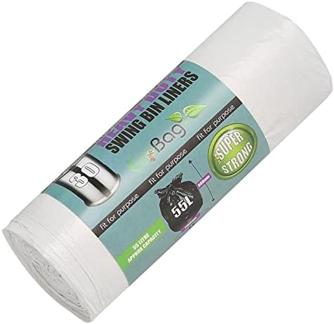 30 Swing Bin Liners Heavy Duty Robust Large 55 Litre Extra Strong White ...